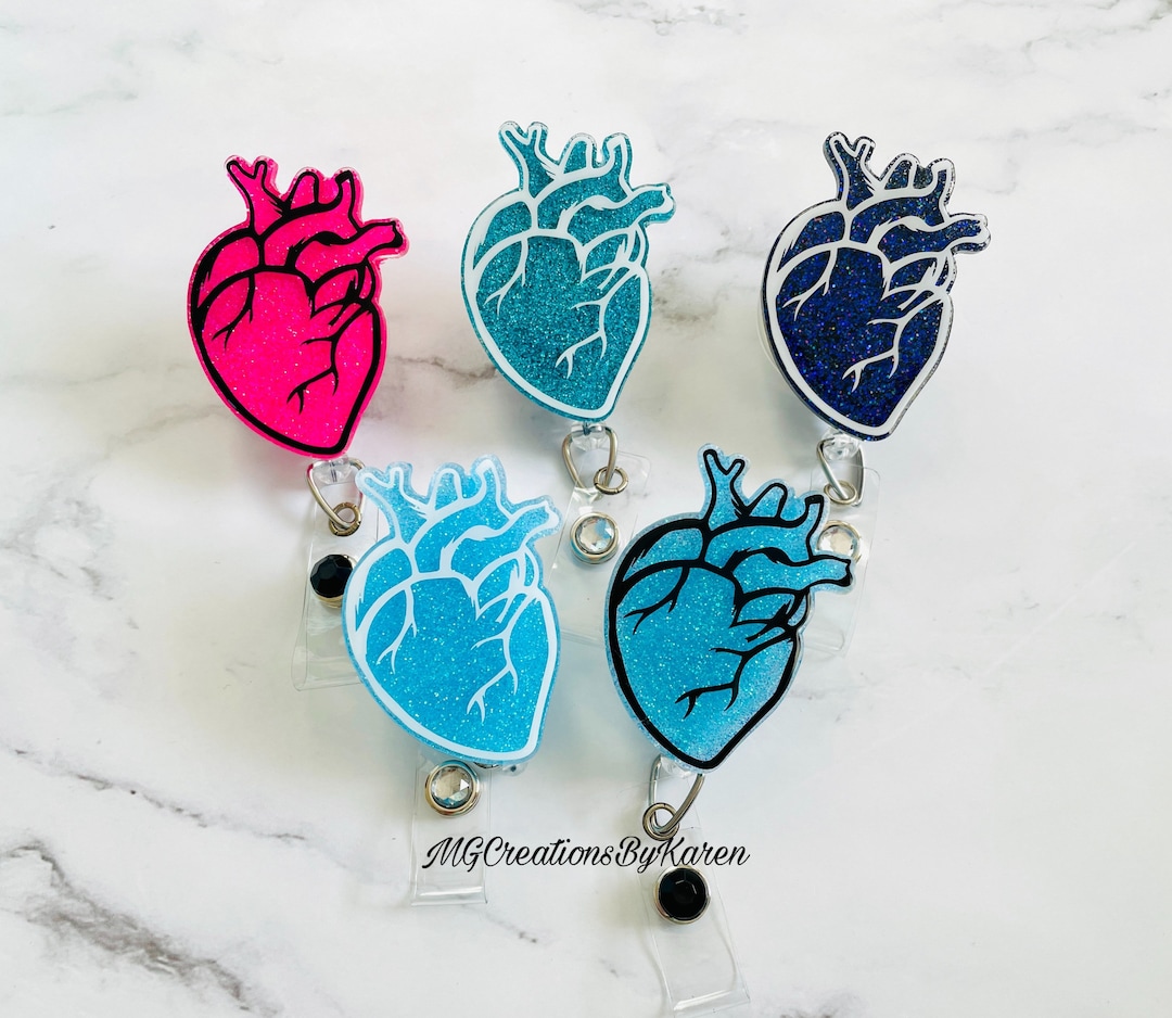 Anatomical Heart Reel, Heart Badge Reel, Stocking Stuffer, Heart ID ...