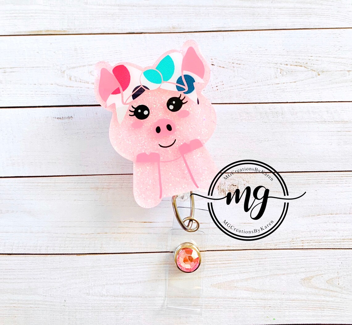 Pig Badge Reel Pig Reel Pig ID Clip Pig ID Holder Pig ID - Etsy