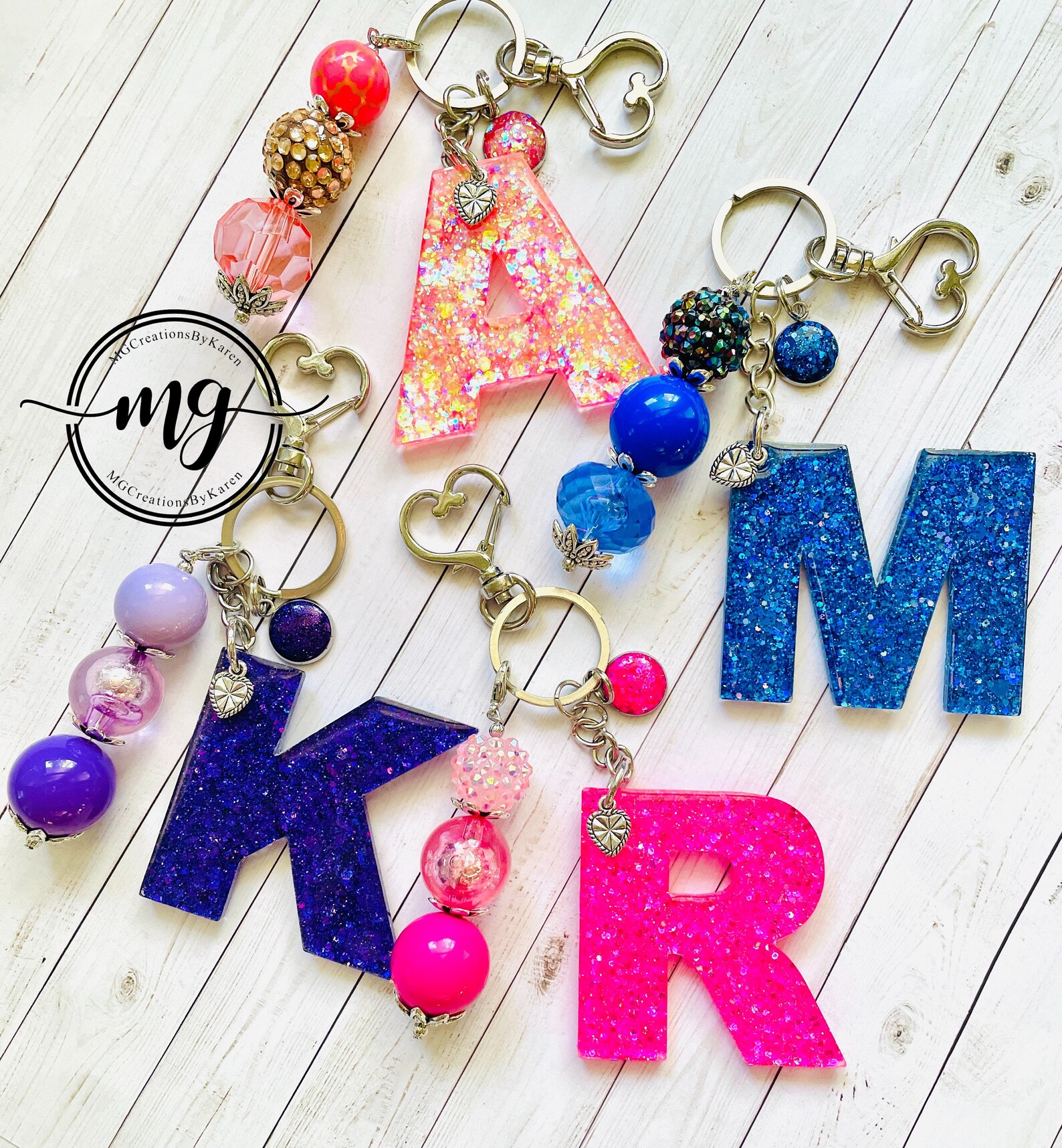 Letter Keychain Initial Keychain Initial Key Ring Glitter - Etsy