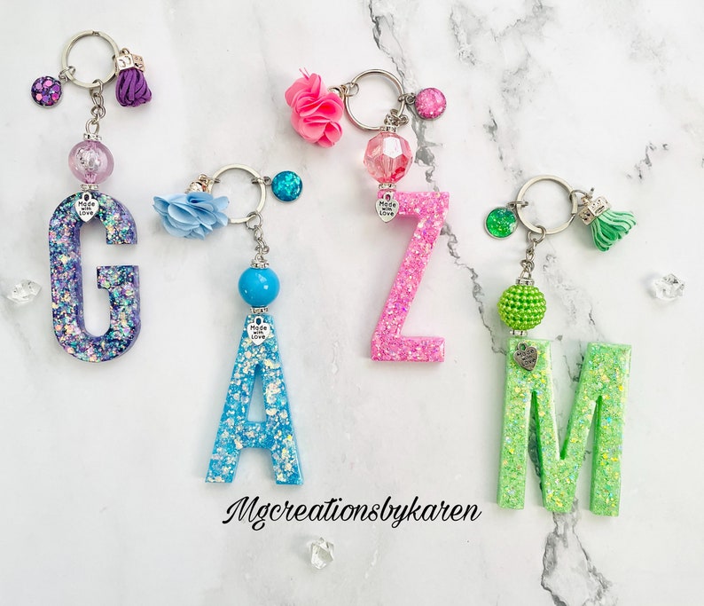 Custom Initial Keychain Letter Keychain Initial Keychain - Etsy