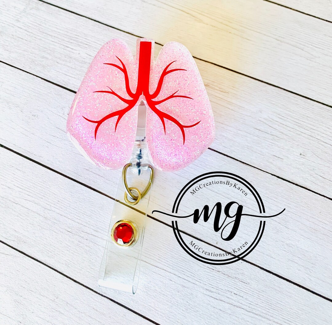 Lungs Badge Reel, Stocking Stuffer, Lungs ID Holder, Lungs ID Tag ...