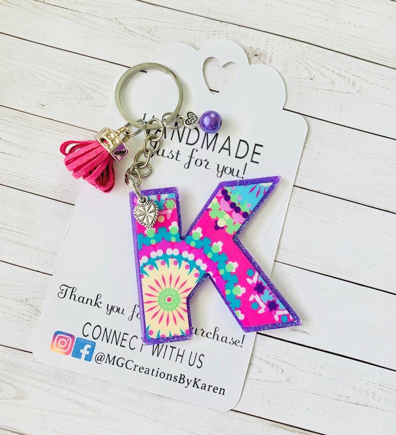 Custom Initial Keychain Letter Keychain Name Key Ring - Etsy