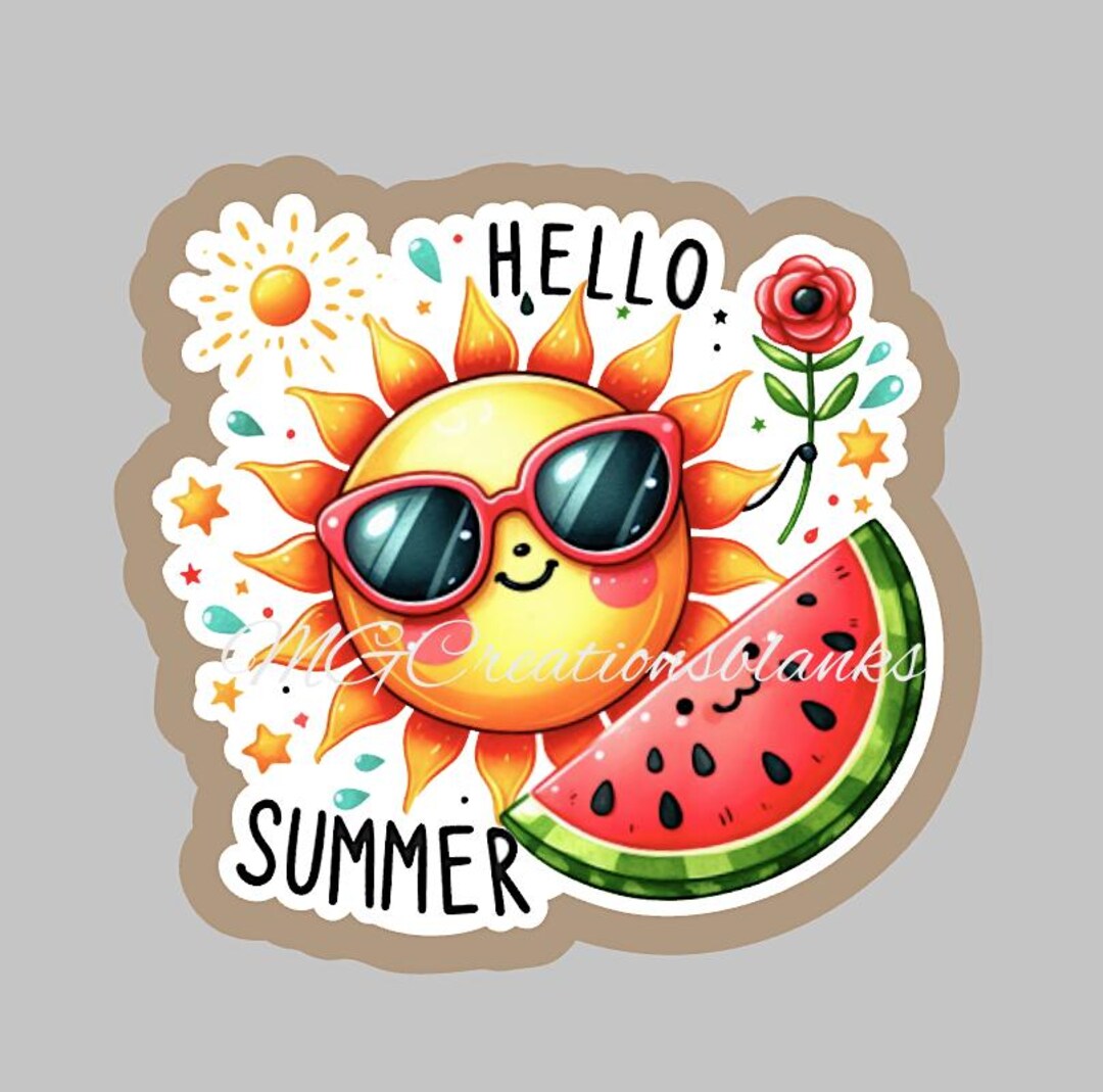 Hello Summer Acrylic Blank for Badge Reel & Vinyl Decal, Summer Acrylic ...
