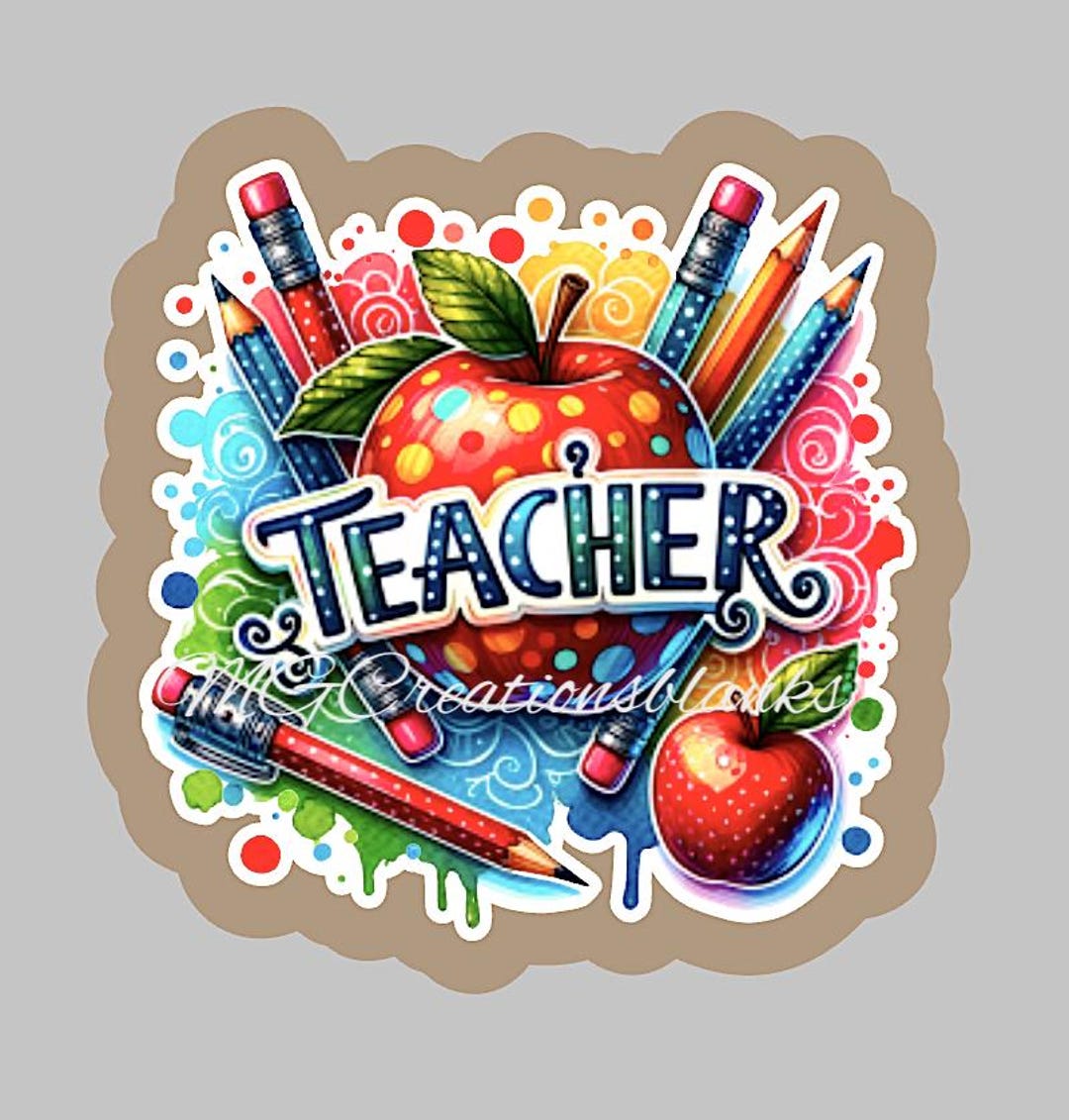 Teacher Apple Clear Acrylic Blanks for Badge Reels & Vinyl Decal ...