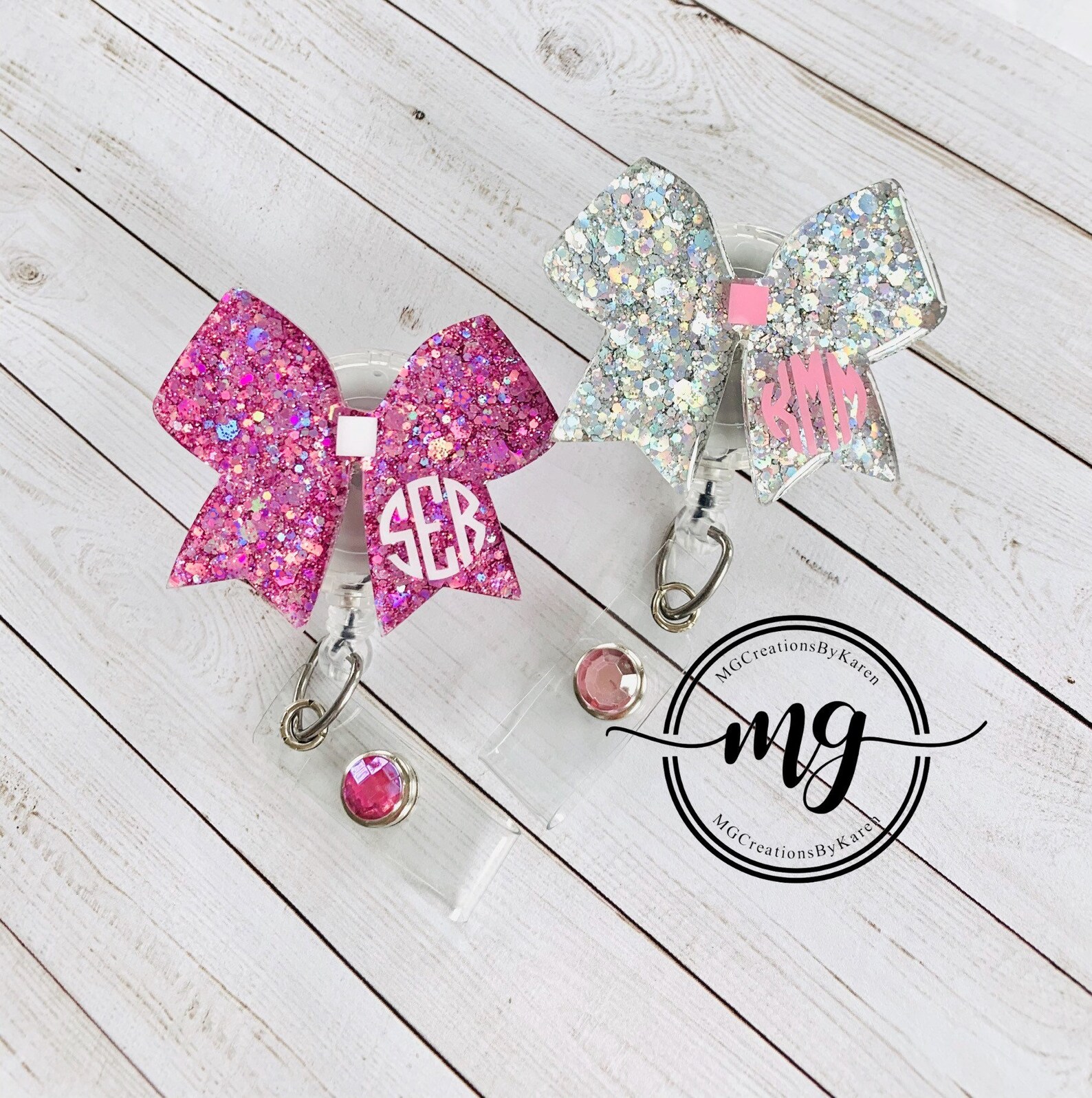 Monogram Badge Reel Bow Badge Reel Personalized Badge Reel | Etsy