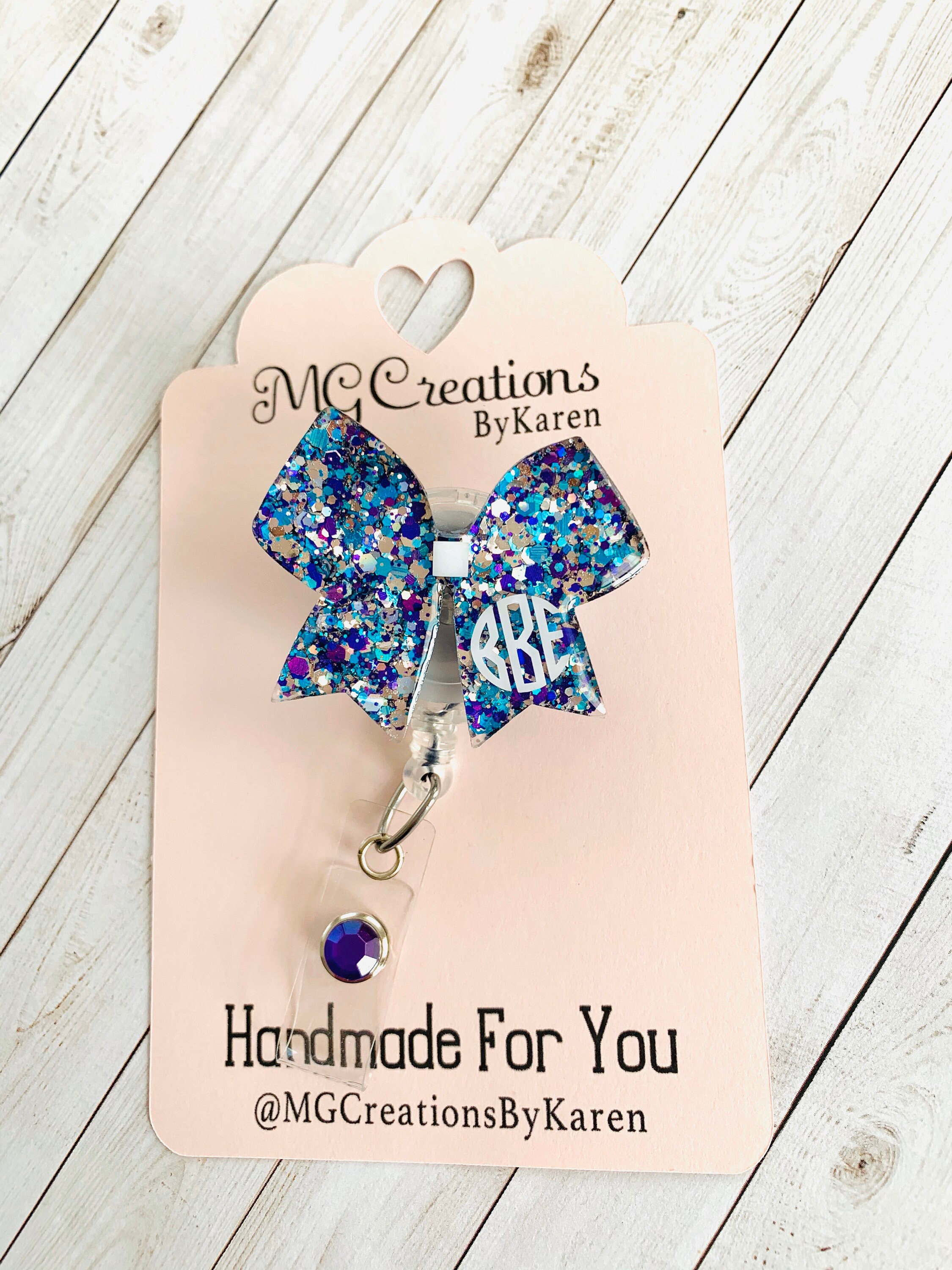 Monogram Badge Reel Bow Badge Reel Personalized Badge Reel | Etsy