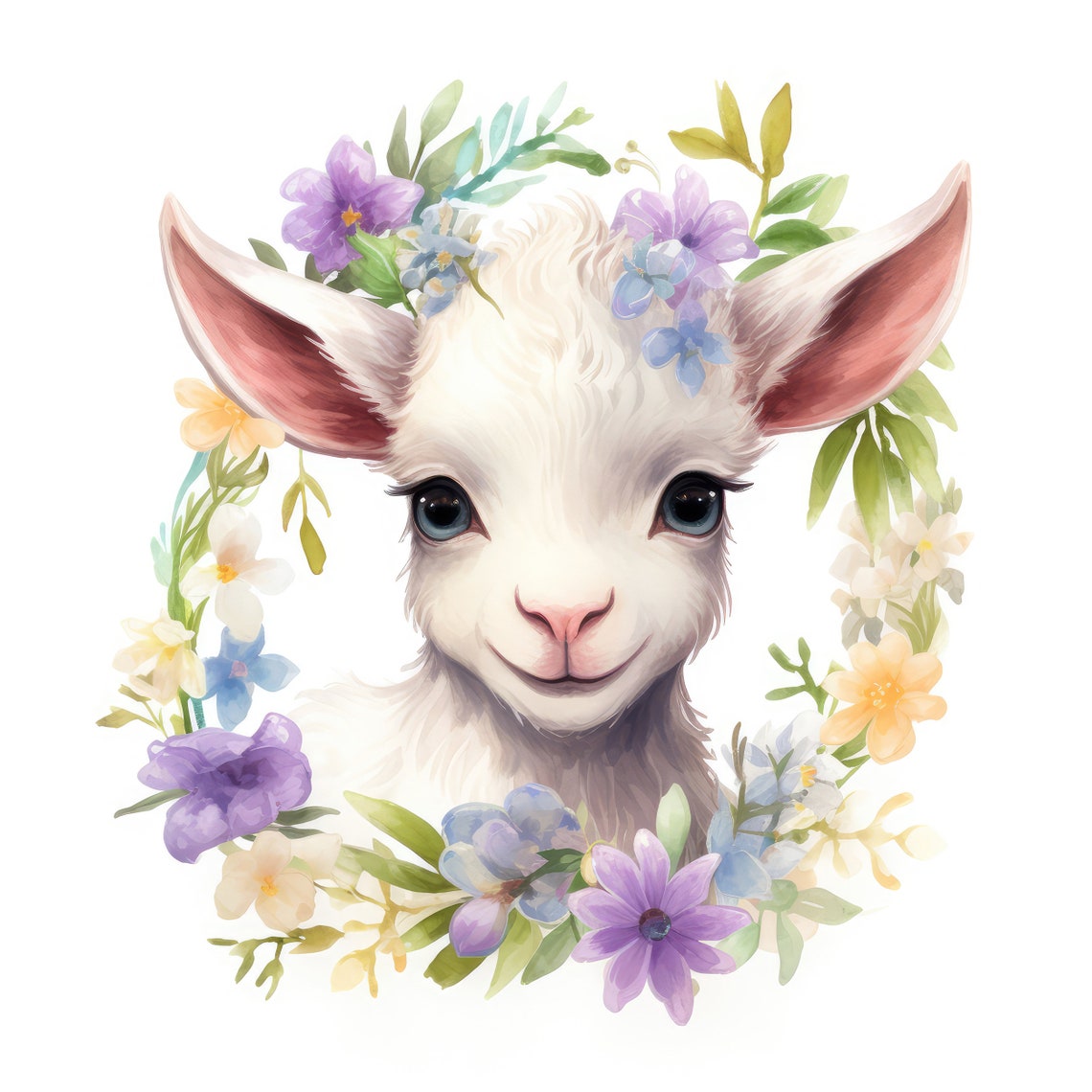 Cute Watercolor Goat Clipart, 12 High Quality Jpgs, Baby Goat Nursery ...