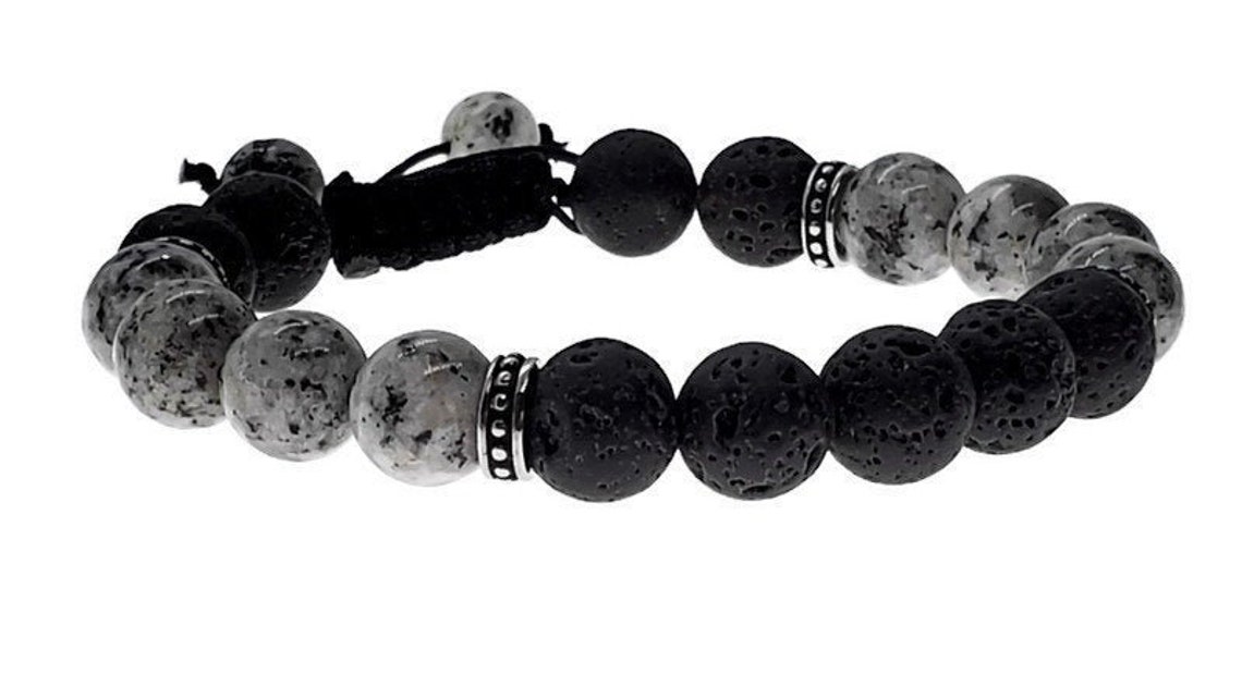 Black Bead Bracelet Men Adjustable Bead Bracelet Men's | Etsy