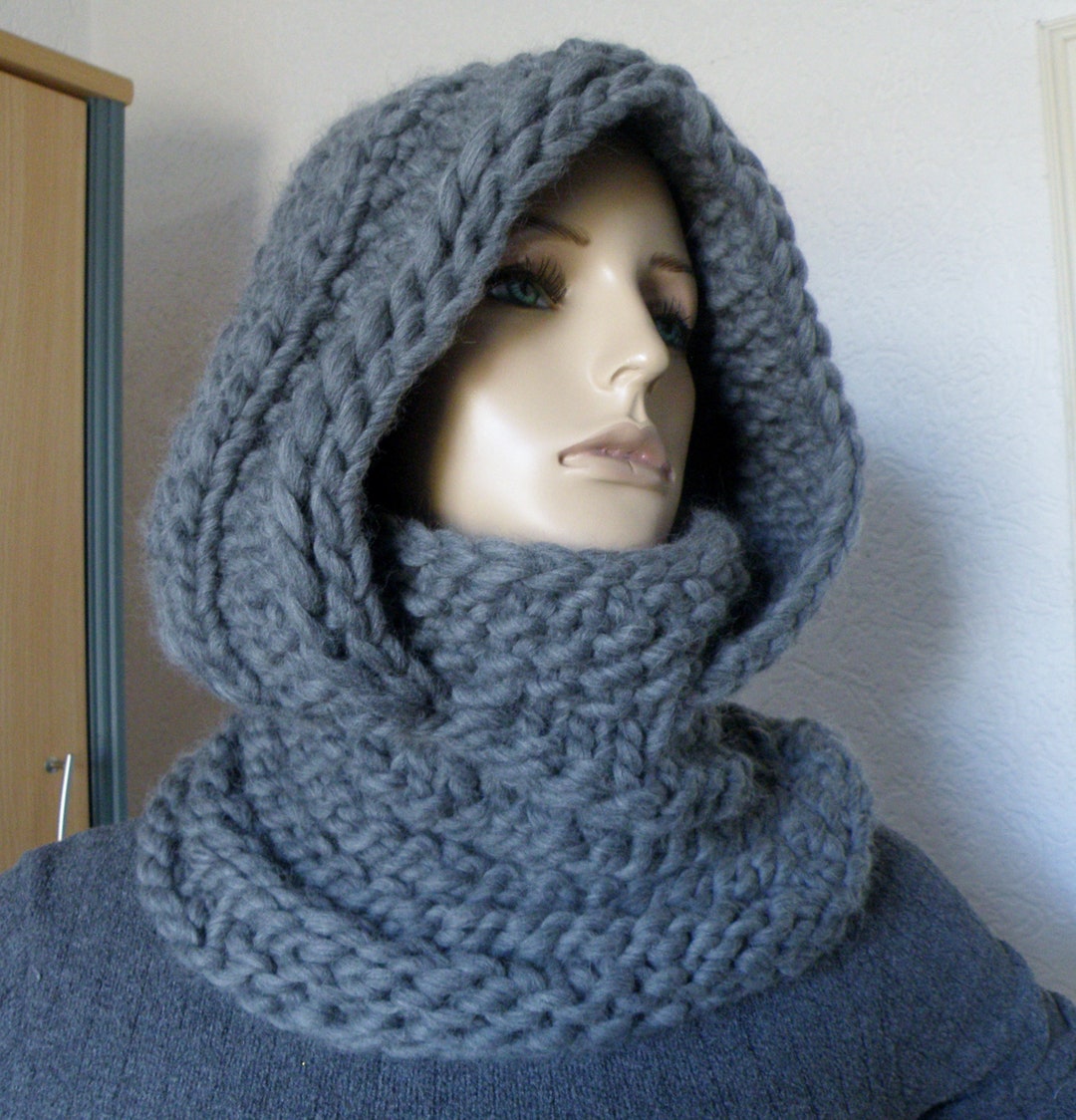 Bufanda con capucha / calentador de cuello / capucha gruesa / gris ...