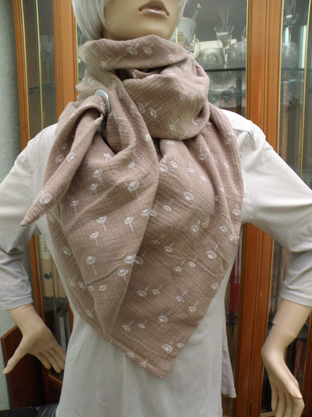 XXL Muslin Cloth, Triangular Cloth, Loop, Scarf, With Large Eyelet ...