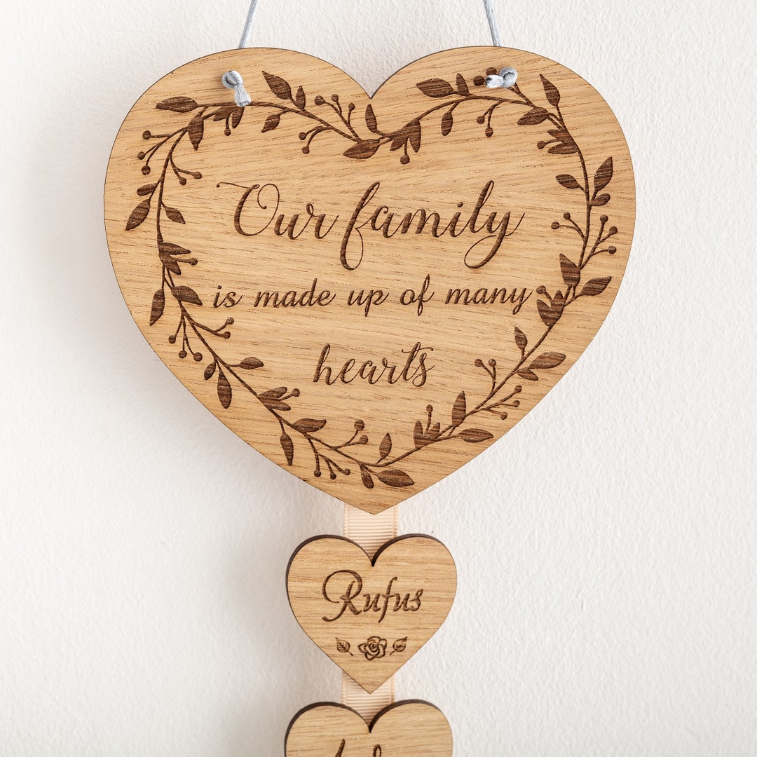 Family of Hearts Plaque, Mothers Day Gift, Family Tree Laser Cut ...