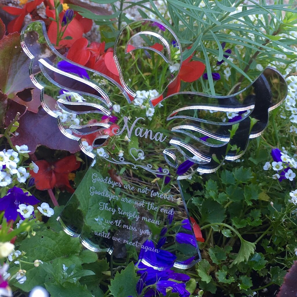 Angel Mum Remembrance Garden Decoration With Stake Mirrored Acrylic ...