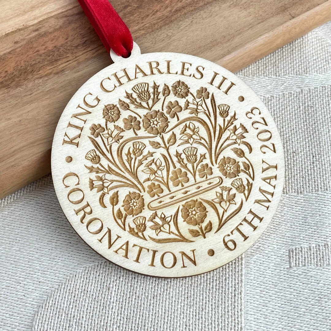 King Charles Coronation Decoration, Official Coronation Emblem Wooden ...