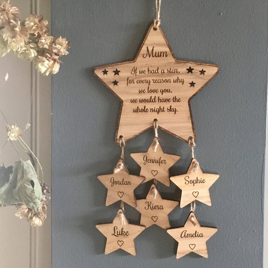 Hanging Family Stars Gift for Dad Personalised Family Tree - Etsy