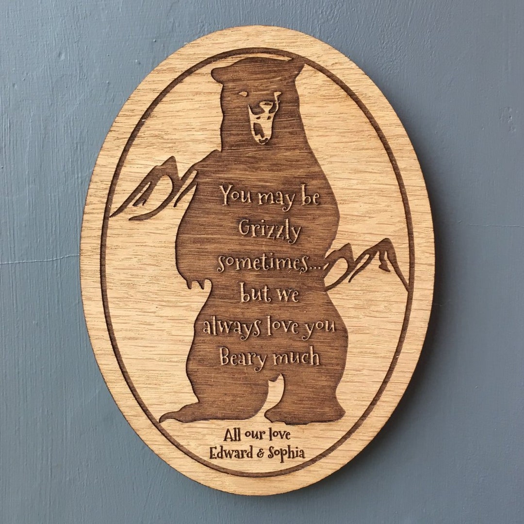 Grizzly Bear Plaque Personalised Papa Bear Wooden Plaque Laser - Etsy