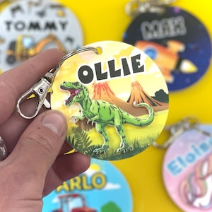 Personalised Bag Tag, Kids Name Keyring, School Bag Tag, Childrens Name ...