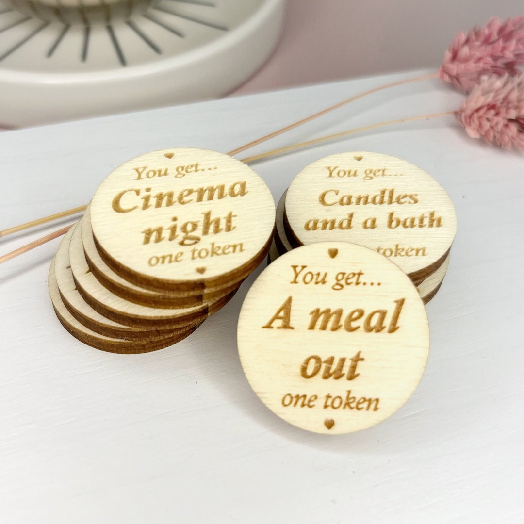 Set of 10 Custom Love Tokens, Personalised Valentines Day Gift, IOU ...