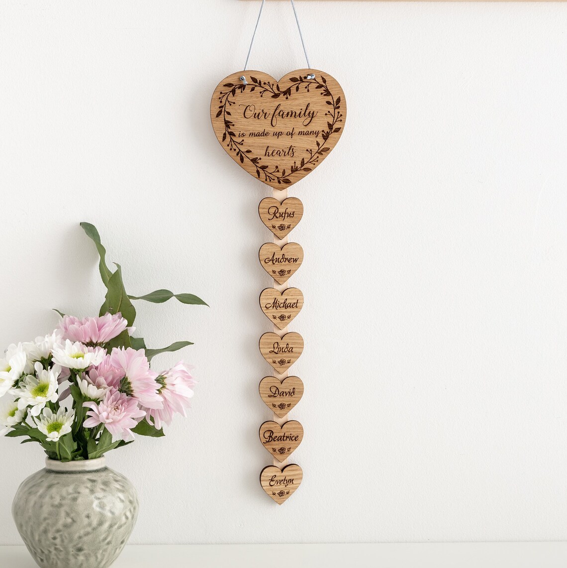 Family of Hearts Plaque Mothers Day Gift Family Tree Laser - Etsy