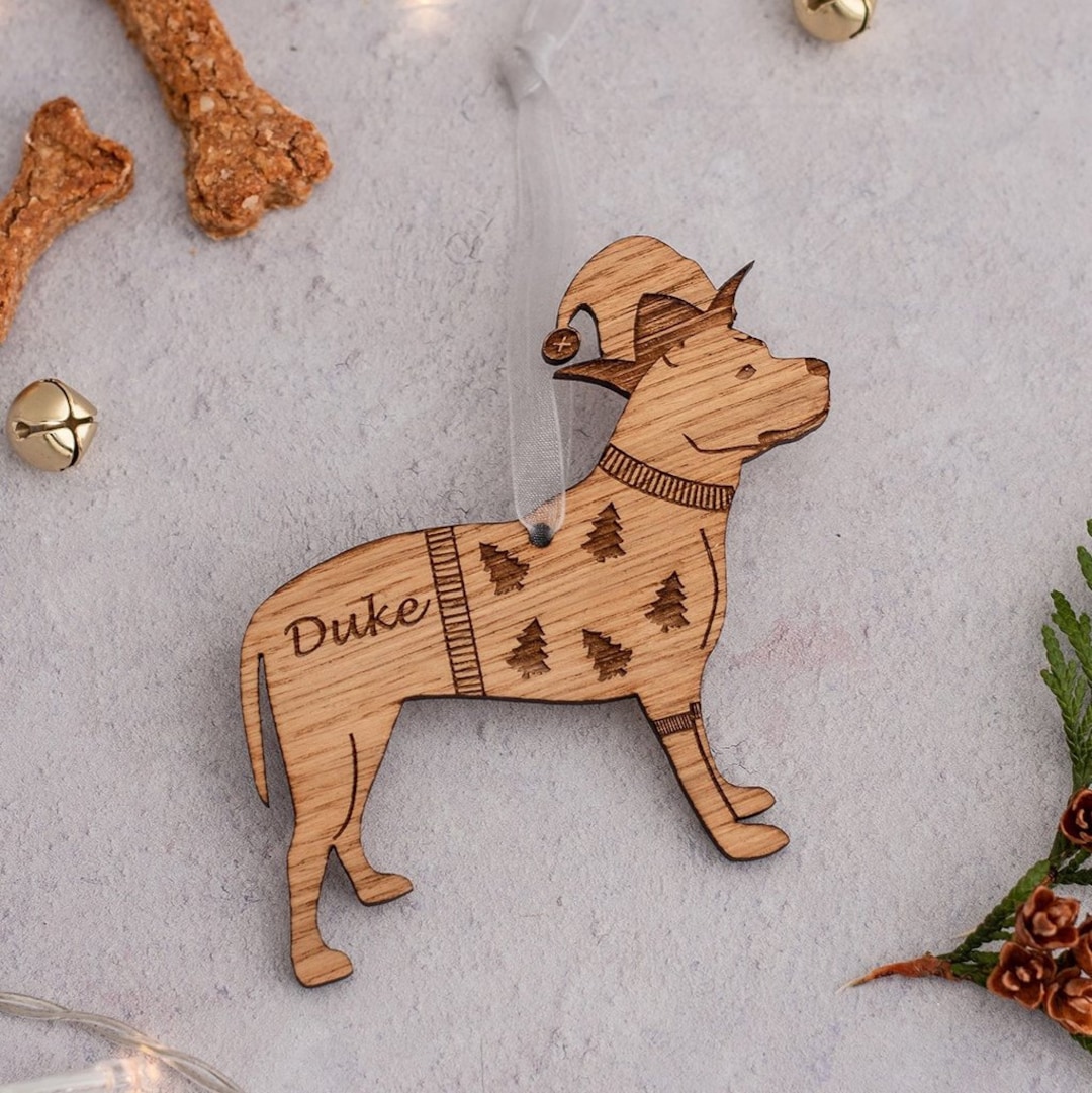 Staffordshire Bull Terrier Personalised Staffy Christmas Ornaments ...
