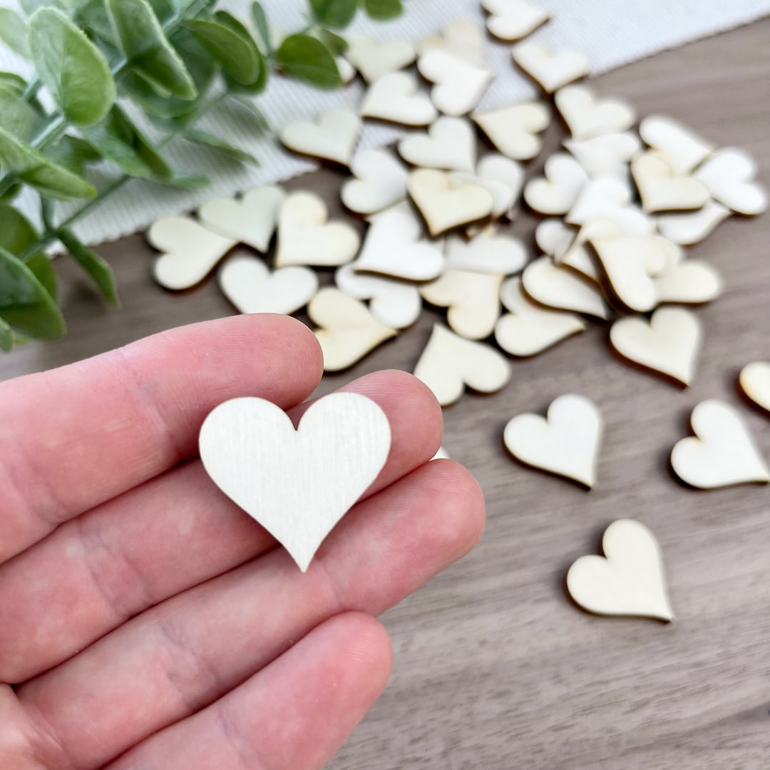 Small Wooden Heart Blanks for Crafts, Table Scatter Hearts, Heart ...