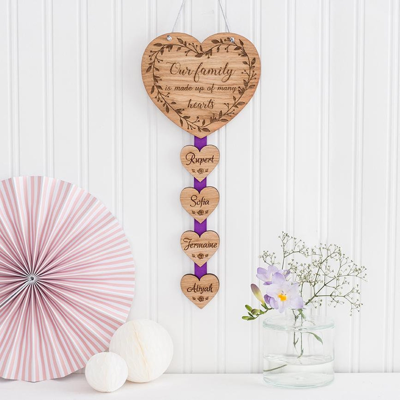 Family of Hearts Plaque Mothers Day Gift Family Tree Laser - Etsy