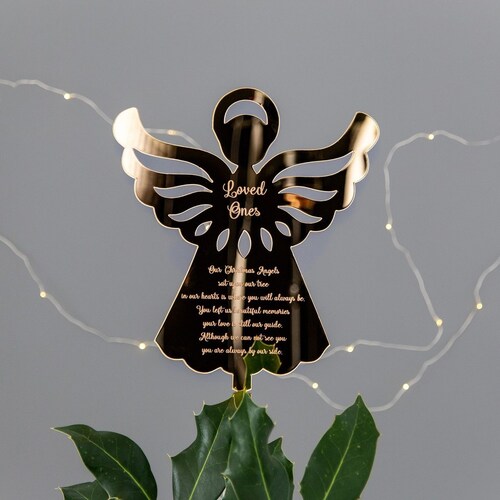 Silver Mirrored Personalised Angel Christmas Tree Topper - Etsy