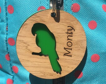 Rainbow Name Bag Charm Name Tag Wooden Acrylic Childrens Personalised ...