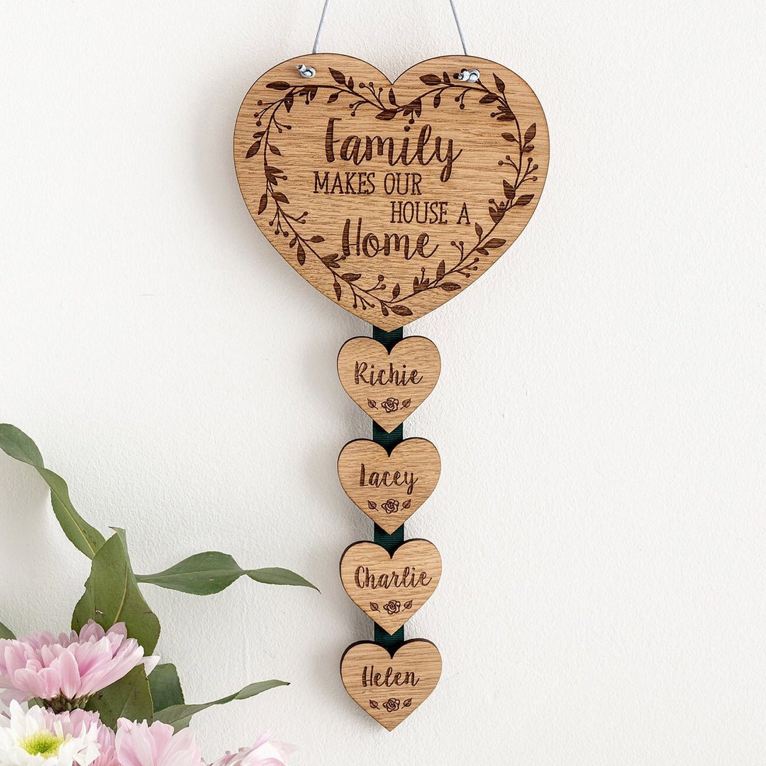 Family Home Sign Mothers Day Gift Rustic Name Signs Family Tree Plaque ...