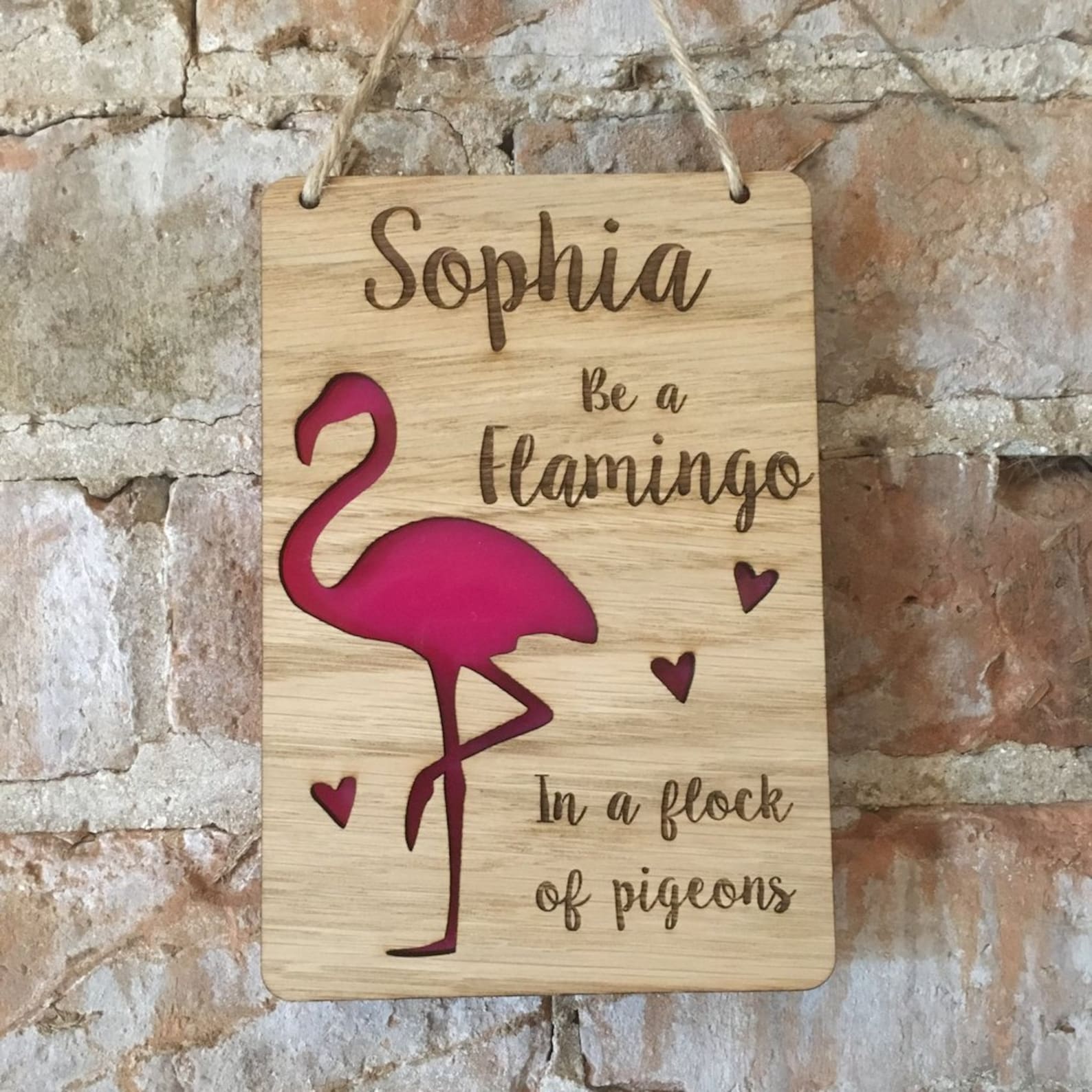 Pink Flamingo Wooden Name Sign Personalised Girls Room Sign Laser Cut ...