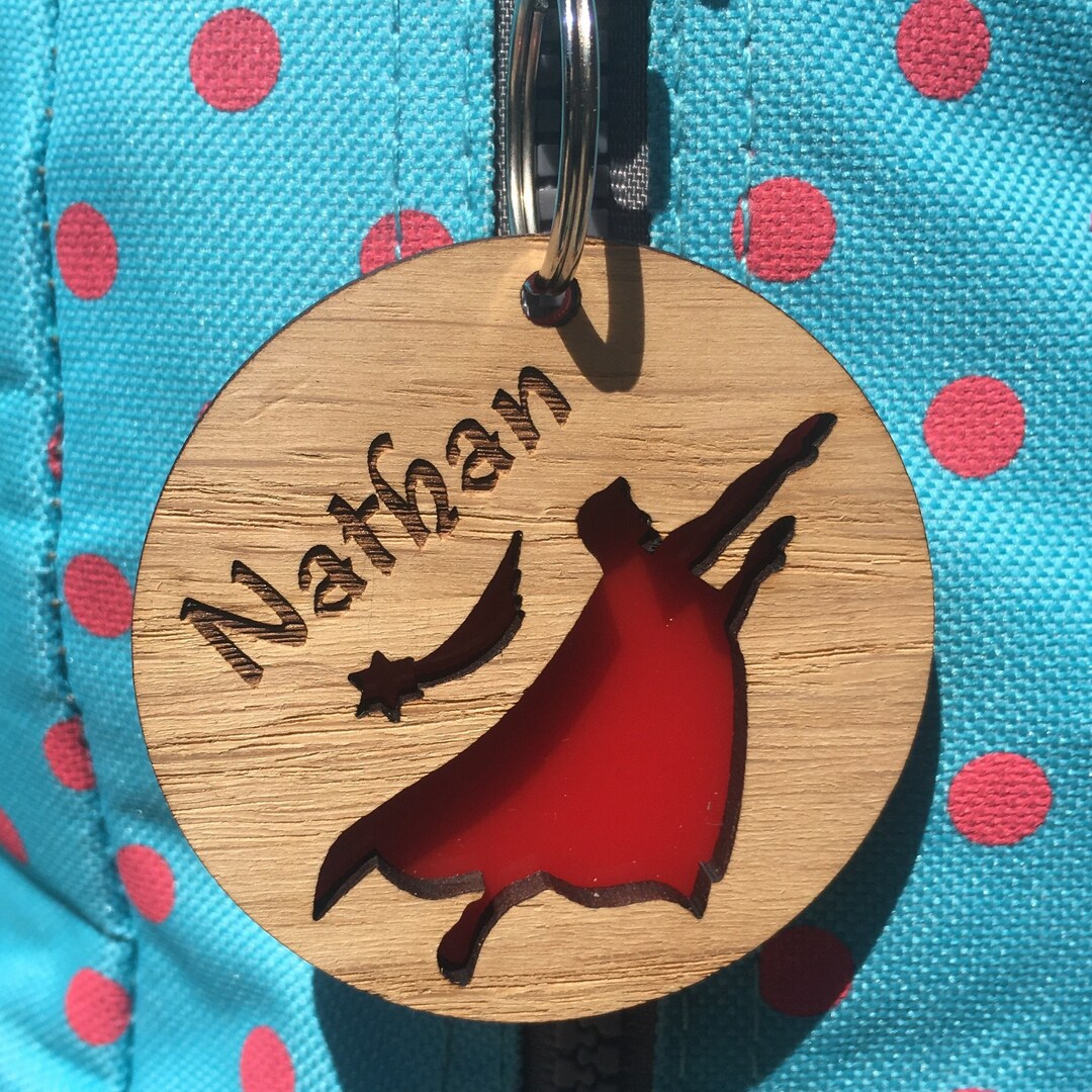Superhero Bag Tag Keyring Personalised Name Tag Boys Backpack Tag ...