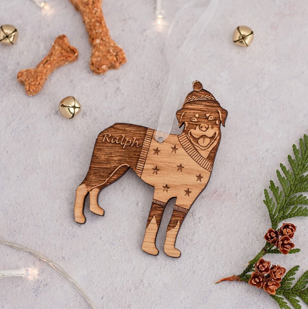 Rottweiler Ornament Christmas Tree Decorations Personalised Bauble ...