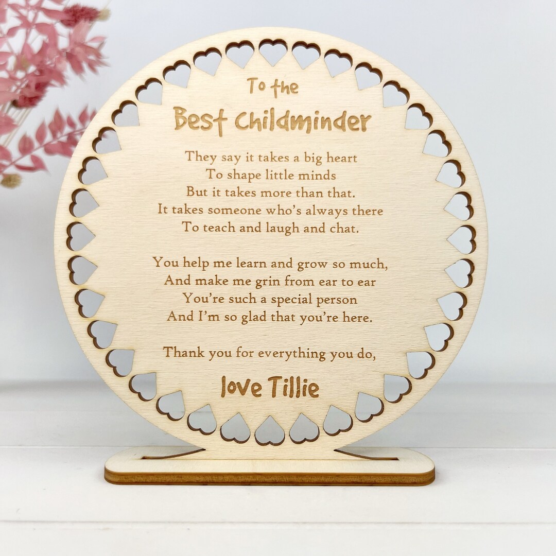 Best Childminder Personalised Thank You Gift, Engraved Wooden Plaque ...