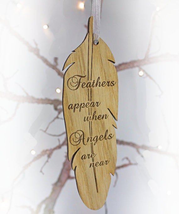 Loss of Loved One Feather Ornament Wooden Memorial | Etsy