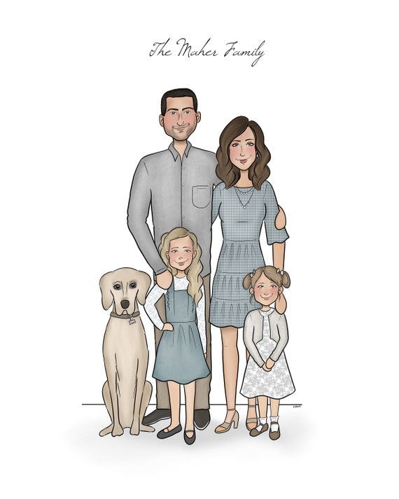 Custom Family Portrait-family Portrait-custom - Etsy