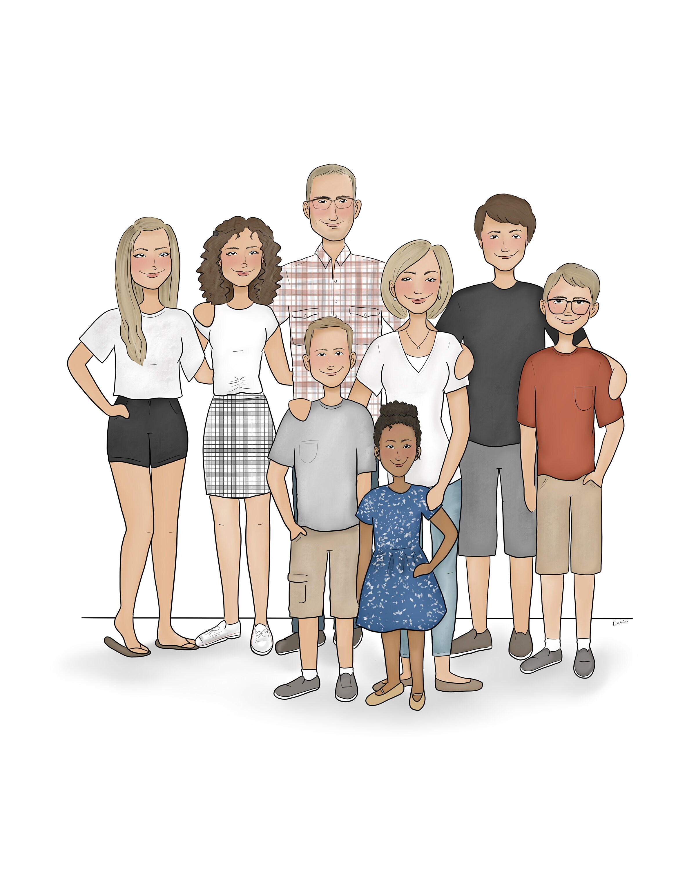 Custom Family Portrait-family Portrait-custom - Etsy