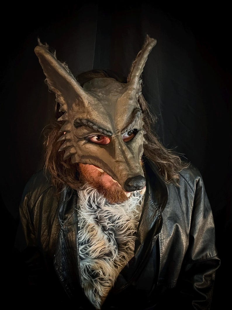 Big Bad Wolf Mask: Theatrical Halloween Costume With Magnetic Glasses ...