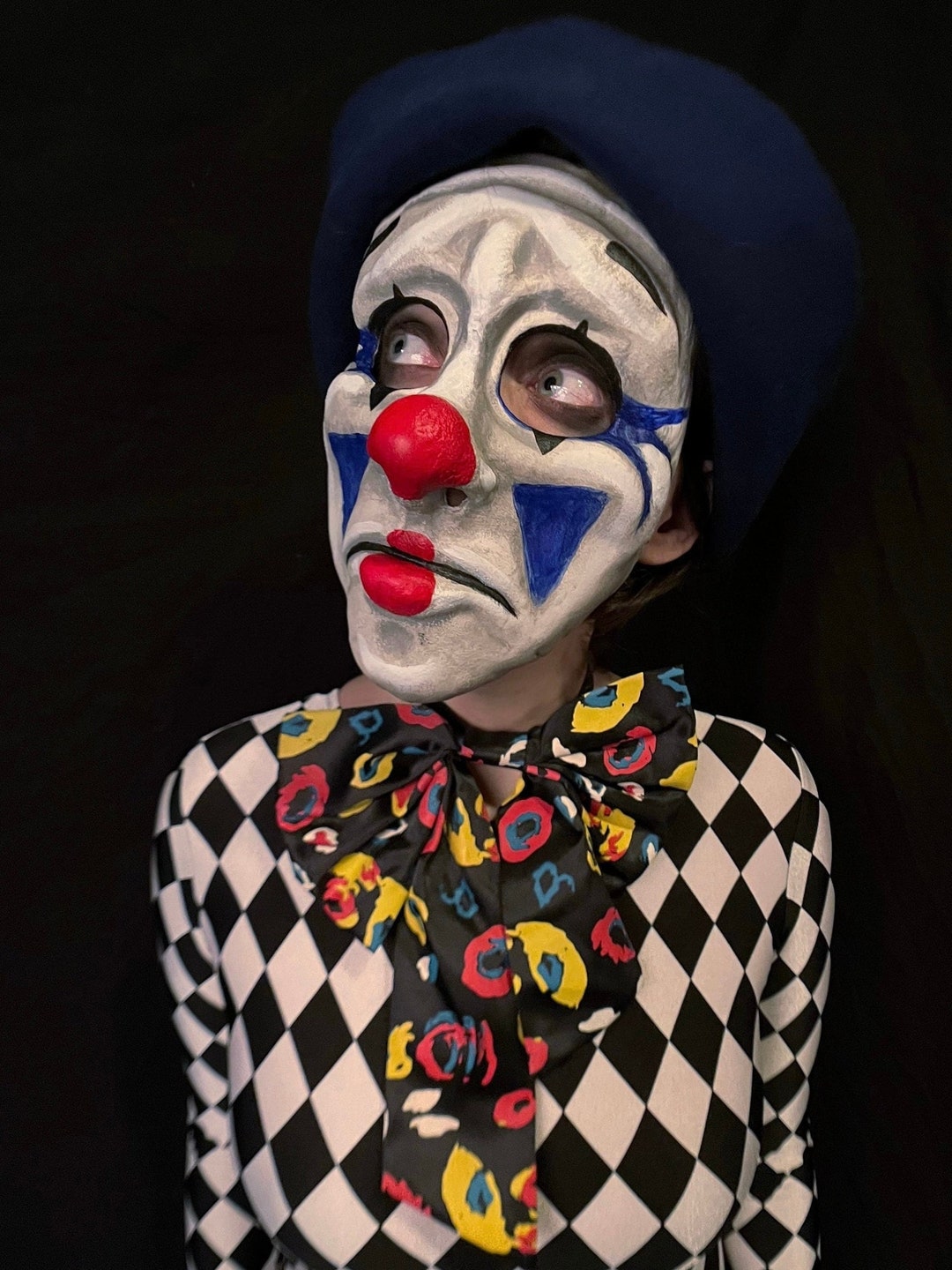 Melancholic Pierrot Mask: Theatrical Clown Face for Carnival ...