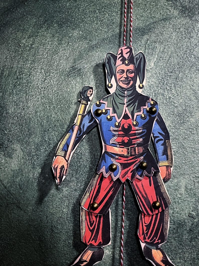Medieval Jester Puppet – Renaissance Articulated Paper Doll - Handmade ...