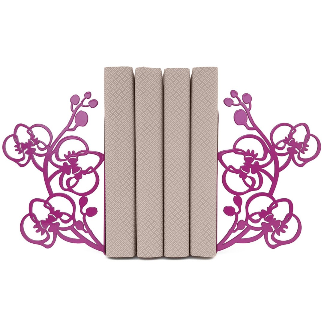 Bookends Orchid / Floral Bookend Unique / Heavy Book Ends / Stopper ...