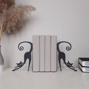 Bookends Cats Metal Black / Bookends Unique / Heavy Book Ends / Stopper ...