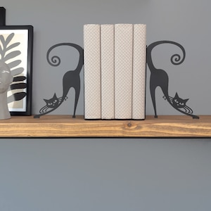 Bookends Cats Metal Black / Bookends Unique / Heavy Book Ends / Stopper ...