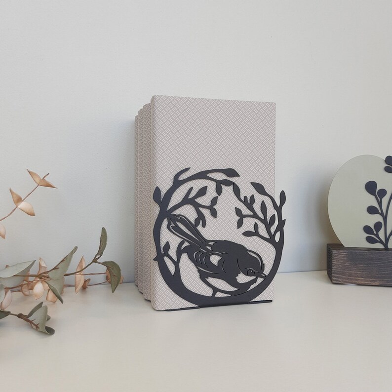 Bird Bookend | Black Steel Book Ends | Black Birds on Branch Metal ...