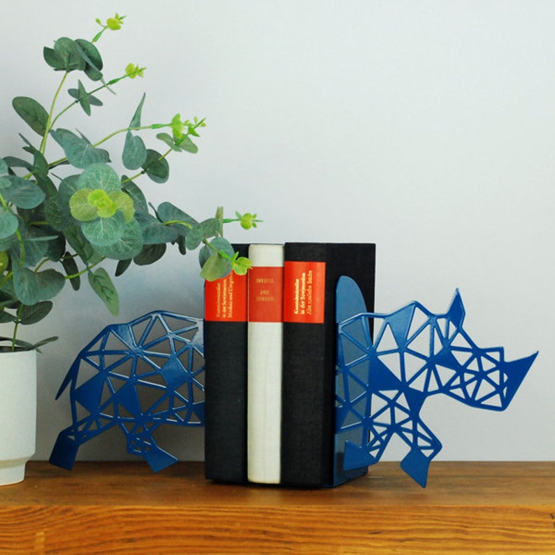 Rhino Bookends Metal Bookends Geometric Bookends Decorative - Etsy