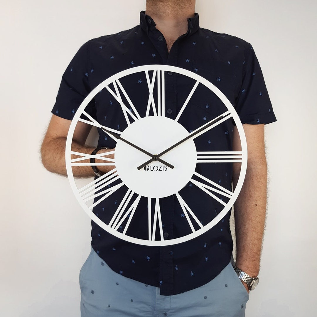 Rome Metal Wall Clock | Classic Clock Roman Numerals | White Round ...