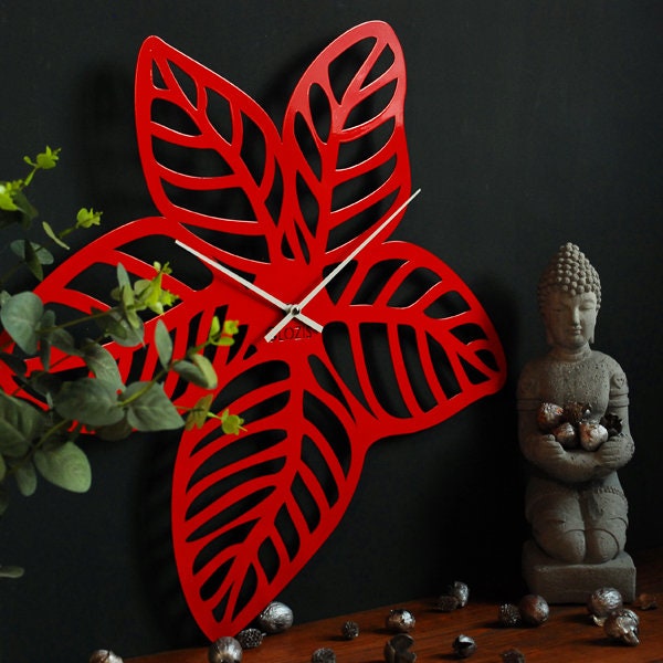 Modern Wall Clock Large Wall Clock Clock Paradise Red Wall | Etsy