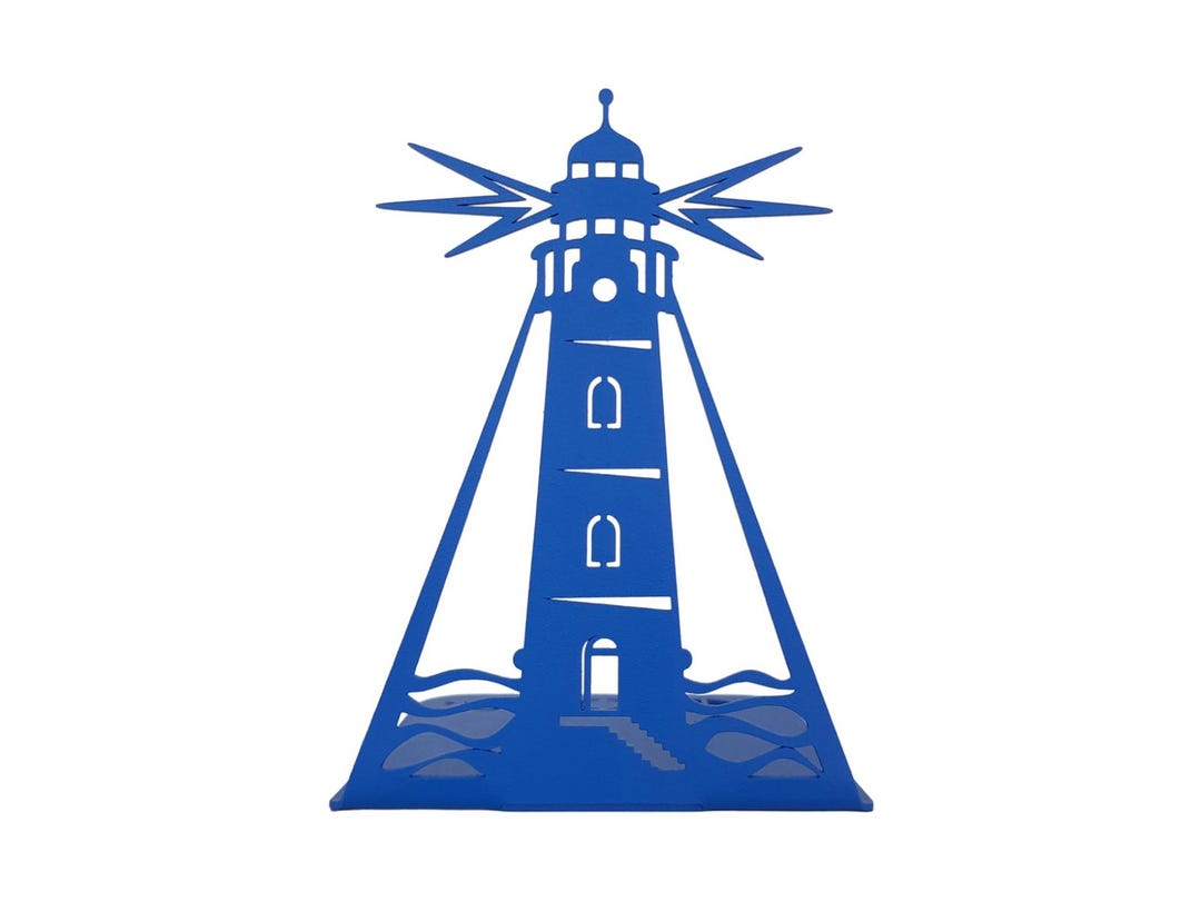 Lighthouse Blue Bookend | Coastal Library Bookshelf Decor | Sea Beach ...