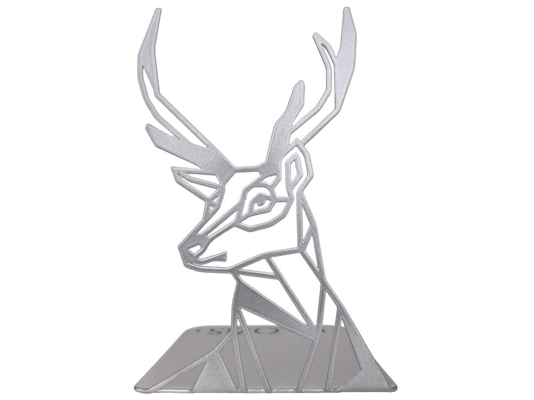 Deer Bookend / Silver Bookends Unique / Polygonal Heavy Book Ends ...