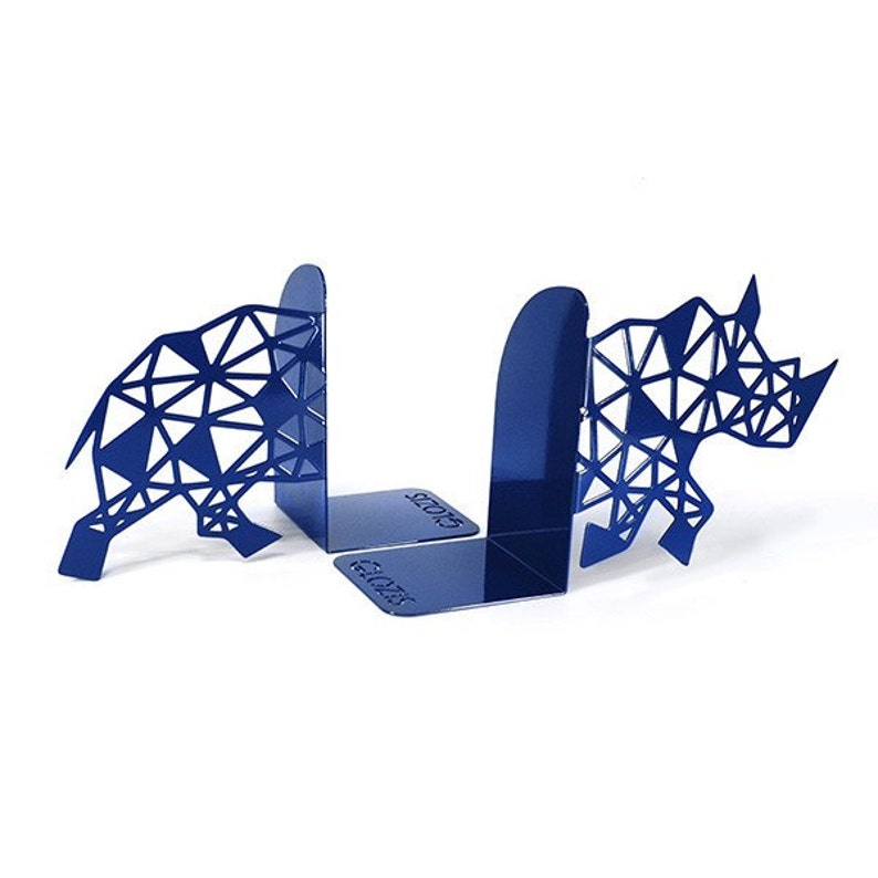 Rhino Bookends Metal Bookends Geometric Bookends Decorative - Etsy