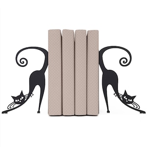 Bookends Cats Metal Black / Bookends Unique / Heavy Book Ends / Stopper ...