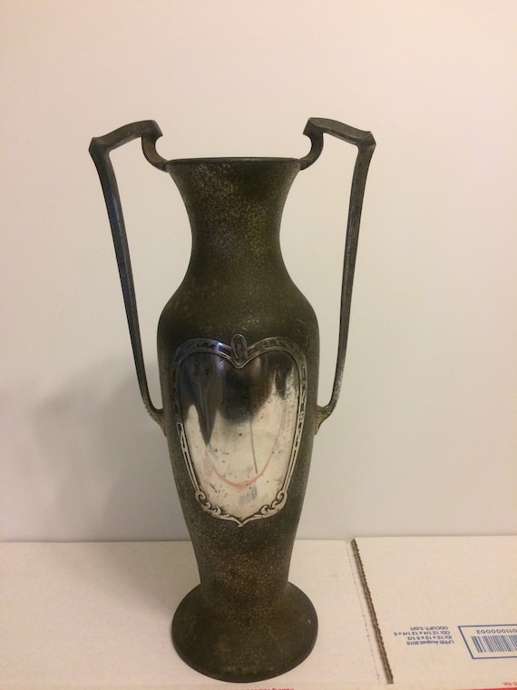 Antique Silver Crest Art Deco Bronze Vase W/ Sterling Silver - Etsy